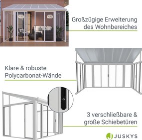Juskys Zimní zahrada s akrylátovým zasklením Barva: tmavě šedá, Velikost: 425 × 300 cm