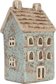 Modrý keramický domek na čajovou svíčku Lamont - 8*7*15 cm
