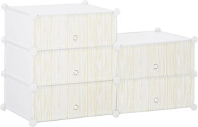 HOMCOM Plastový Stojan na Boty pro 6 Párů Obuvní Box do Předsíně, DIY Stohovatelné Regály Bílý 49 x 36,5 x 108 cm