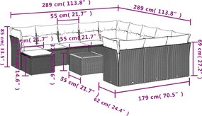 13dílný zahradní sedací souprava s poduškami černý polyratan 3223984