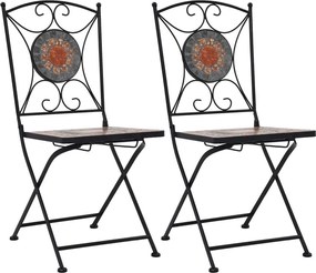 vidaXL Mozaikové bistro židle 2 ks keramika [46718] Barva: Oranžovo-šedá