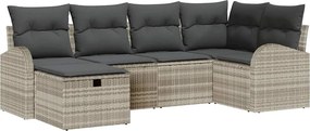 Set pohovek 6 ks Světle šedá polyratan 3359081