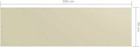 Balkónová zástěna krémová 90 x 300 cm oxfordská látka 134952
