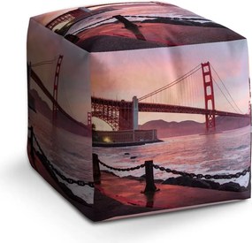 Sablio Taburet Cube Golden Gate - 50x50x50 cm