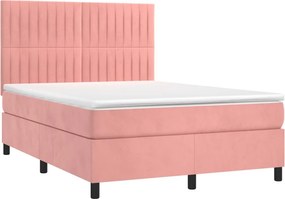 Box spring postel s matrací růžová 140x190 cm samet 3143144