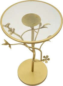 Odkládací stolek Birds 38 cm sklo zlatý