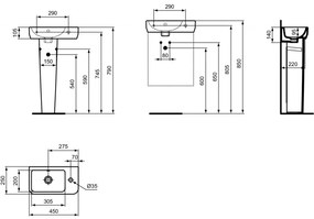 Ideal Standard i.life S - Umyvátko 450x250 mm pravé, bílá T458601