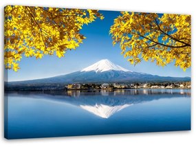 Obraz na plátně JAPONSKÁ FUJI Horské žluté listy - 90x60 cm