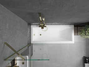 Mexen Next, vanová zástěna 1-křídlová 60 x 150 cm, fixní křídlo, 6 mm čiré sklo, zlatý profil, 895-060-000-00-00-50