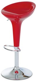 Autronic - Barová židle, červený plast, chromová podnož, výškově nastavitelná - AUB-9002 RED