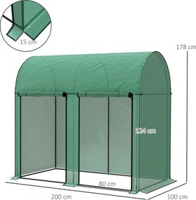 Skleník Outsunny 2 m² pro rajčata 2 x 1,78 m 2 rolovací zipové dveře ocel s vysokou hustotou PE 140 g/m² UV ochrana