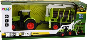 LEAN Toys Dálkově ovládaný traktor RC s lesním přívěsem a drapákem na dřevo v měřítku 1:24