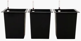 3-set hranatých plastových vložek se samozavlažovacím setem, 32*29*29 cm, černý