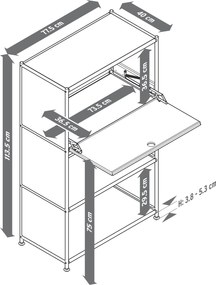 Tchibo - Kovový sekretář »Cn3« - barva: šedá