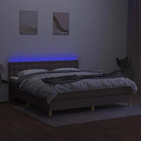 Box spring postel s matrací a LED taupe 180x200 cm textil 3134057