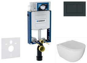 Geberit Kombifix - Set předstěnové instalace, klozetu Oudee a sedátka softclose, tlačítko Sigma20, černá lesk/černá mat SANI15CA5115
