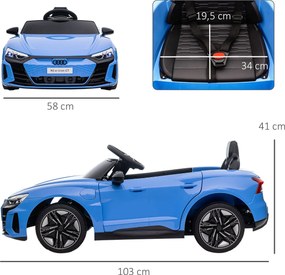 HOMCOM Elektrické auto pro děti +3 roky Audi RS e-tron GT 12V s dálkovým ovládáním, LED světlomety, houkačka, hudba, USB a otevírání dveří 3-5 km/h M…