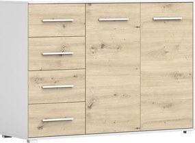 IDZ Komoda FRIDA 2D4S 01, 135 cm Dub Artisan / Bílá