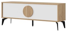 TV stolek v dekoru dubu v bílo-přírodní barvě 140x51 cm Vae – Marckeric