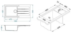 ALVEUS 1140597 - Kuchyňský dřez CADIT 100x50 cm granit/béžová