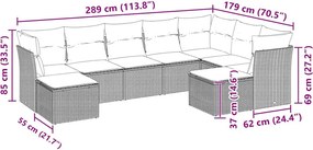 9dílná zahradní sedací souprava a podušky světle šedá polyratan 3218572