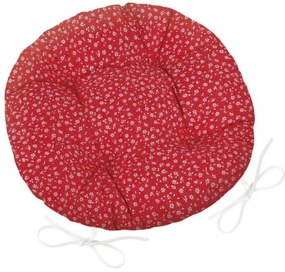 Bellatex Sedák Adéla prošívaný kulatý - červený kvítek, 40 cm