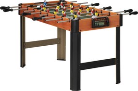HOMCOM Dětský Stůl na Stolní Fotbal od 7 Let Dřevěný Stůl na Stolní Fotbal 118x104x69 cm se 2 Míčky, 8 Rukojetěmi, 2 Skóre a 22 Hráči pro Rodinné Osla