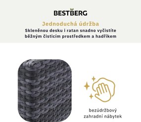 4dílná zahradní ratanová rohová souprava BestBerg BBRF-1092B / černá/šedá
