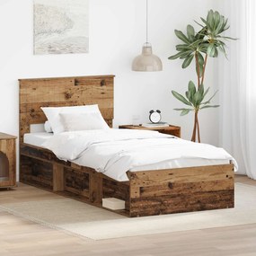 Rám postele s čelo Staré dřevo 90 x 190 cm Masivní borové dřevo 3410661