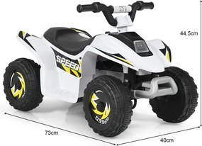 Costway 6 V baterie Quad Mini Quad pro batolata – 73 × 40 × 44,5 cm, bílý