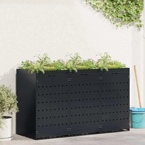 Úložný box na 3 popelnice Černá 204 x 77,5 x 121,5 cm 3394739