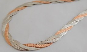 Klenoty Budín Stříbrný pletený náhrdelník (řetízek) - růžové zlacení 50cm 15,83gr 030498400027