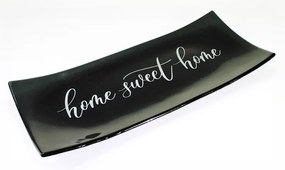 BDK-GLASS Tmavě šedá skleněná mísa HOME SWEET HOME Rozměr: 42x18cm