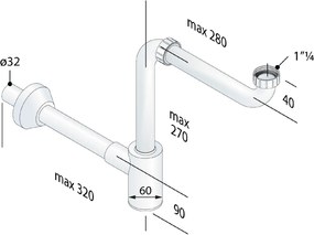 Bruckner Crono umyvadlový sifon šetřící místo 5/4 odpad 32 mm bílá 151.124.0 Koupelny Bernold