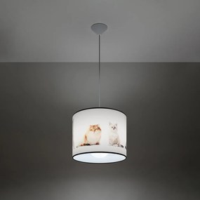 Dětské závěsné svítidlo Kitty, 1x plastové stínítko se vzorem, (fi 30 cm)