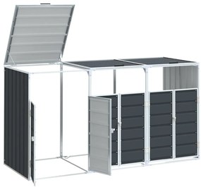 vidaXL Box na 3 popelnice antracitový 216 x 81 x 115 cm ocel