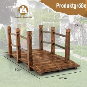 Costway Masivní dřevěný zahradní můstek 150 cm, hnědý