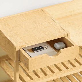 HOMCOM Botník, stojan na boty se 6 úrovněmi, bambusová zásuvka, pro max. 18 párů bot, botník do předsíně, ložnice, 101 x 30 x 100 cm, přírodní