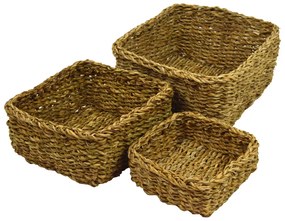 Vingo Sada 3 nízkých hranatých boxů z mořské trávy