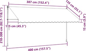 vidaXL Marketos Ručně zatahovací markýza 400 cm žluto-modré pruhy