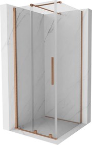 Mexen Velar, sprchový kout s posuvnými dveřmi 90(dveře) x 90(stěna) cm, 8mm čiré sklo, měděná matná, 871-090-090-01-65