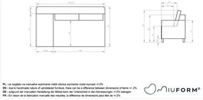 Šedá manšestrová lenoška (levý roh) Chic Charlotte – Miuform