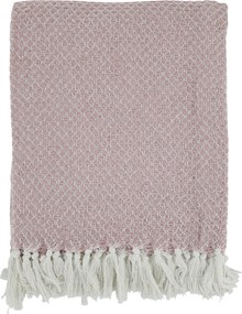Bavlněný růžový pléd se vzorem a třásněmi Aix Vintage – 150*130 cm
