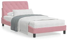 Rám postele s LED osvětlením růžový 100 x 200 cm samet