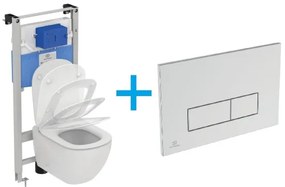 Ideal Standard Tesi WC Set - Závěsné WC AQUABLADE s instalačním systémem ProSys, ovládací tlačítko chrom, sedátko se SoftClose