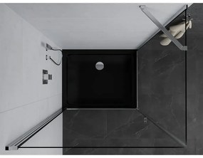 Mexen Pretoria sprchový kout s otočnými dveřmi 70 x 100 cm, průhledné, Chromovaná + vanička do sprchového kouta Flat, Černá - 85