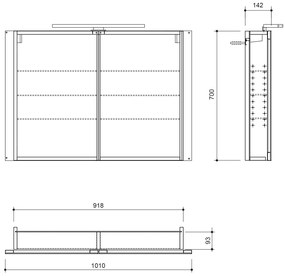 Sapho GRETA galerka s LED osvětlením, 101x70x14cm, bílá mat - GT100-0031