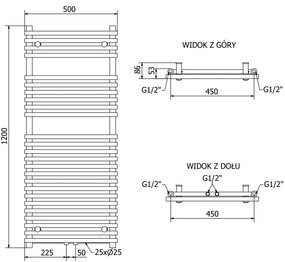 Mexen Sol koupelnový radiátor 1200 x 500 mm, 569 W, antracit - W125-1200-500-00-66