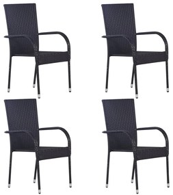 Stohovatelné zahradní židle 4 ks polyratan černé,  310084