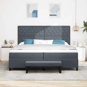 Postel s boxspringem s matrací Tmavě šedá 200 x 200 cm samet 3344469